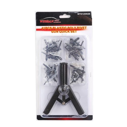 Assorted Plastic Riveter Rivet Gun Quick Set Hand Tool With 40 Poly ...