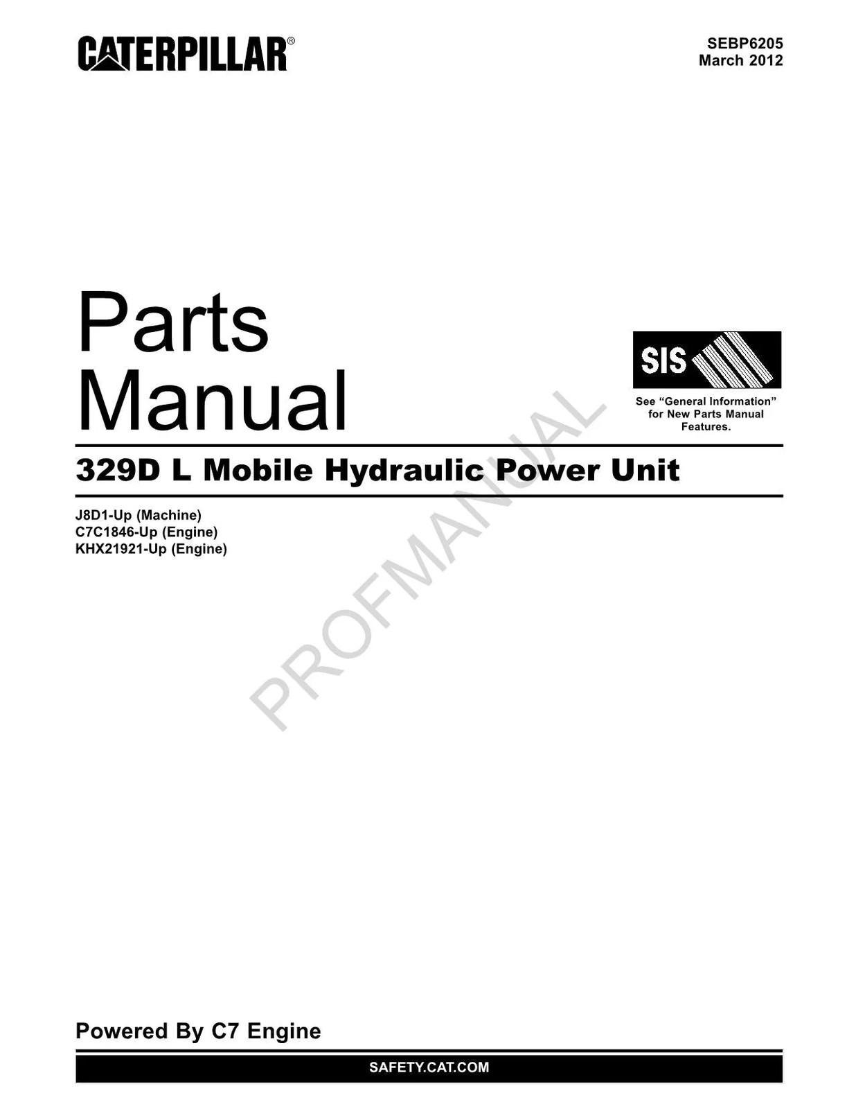Caterpillar Cat 329D L Mobile Hydraulic Power Unit Parts Catalog Manual ...