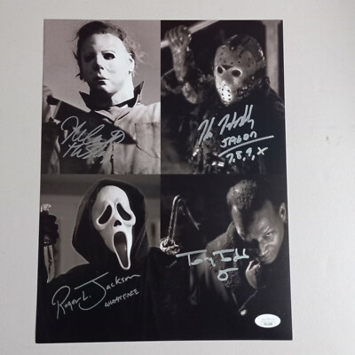Kane HODDER Nick CASTLE JACKSON Tony TODD Signed HORROR ICONS 10x13 ...