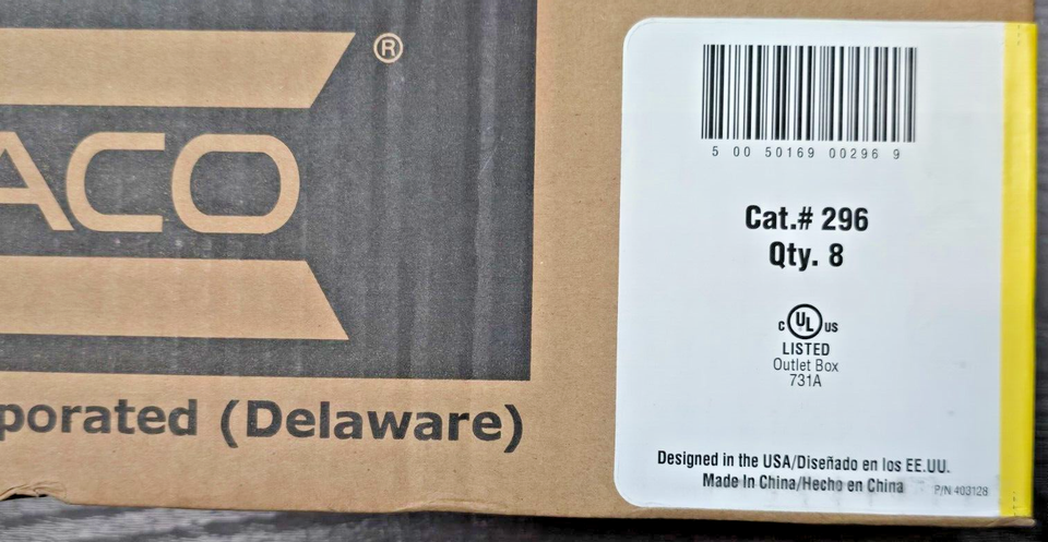 8 Pcs Hubbell Raco 296 Ceiling Fan Box 4 inch Round 1-1/2 inch Deep w ...