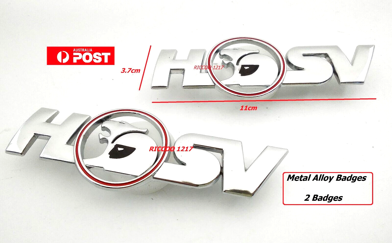 HSV badges for Holden Commodore GTS R8 SS Clubsport VS red chrome x 2 ...