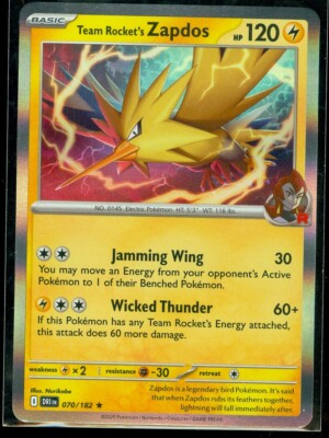 Pokemon TEAM ROCKET'S ZAPDOS 070/182 - Destined Rivals - RARE HOLO ...