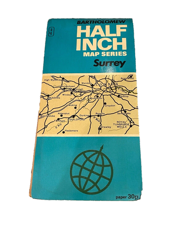 Vintage 1971 70s Bartholomew Half Inch Map Series Surrey Travel ...