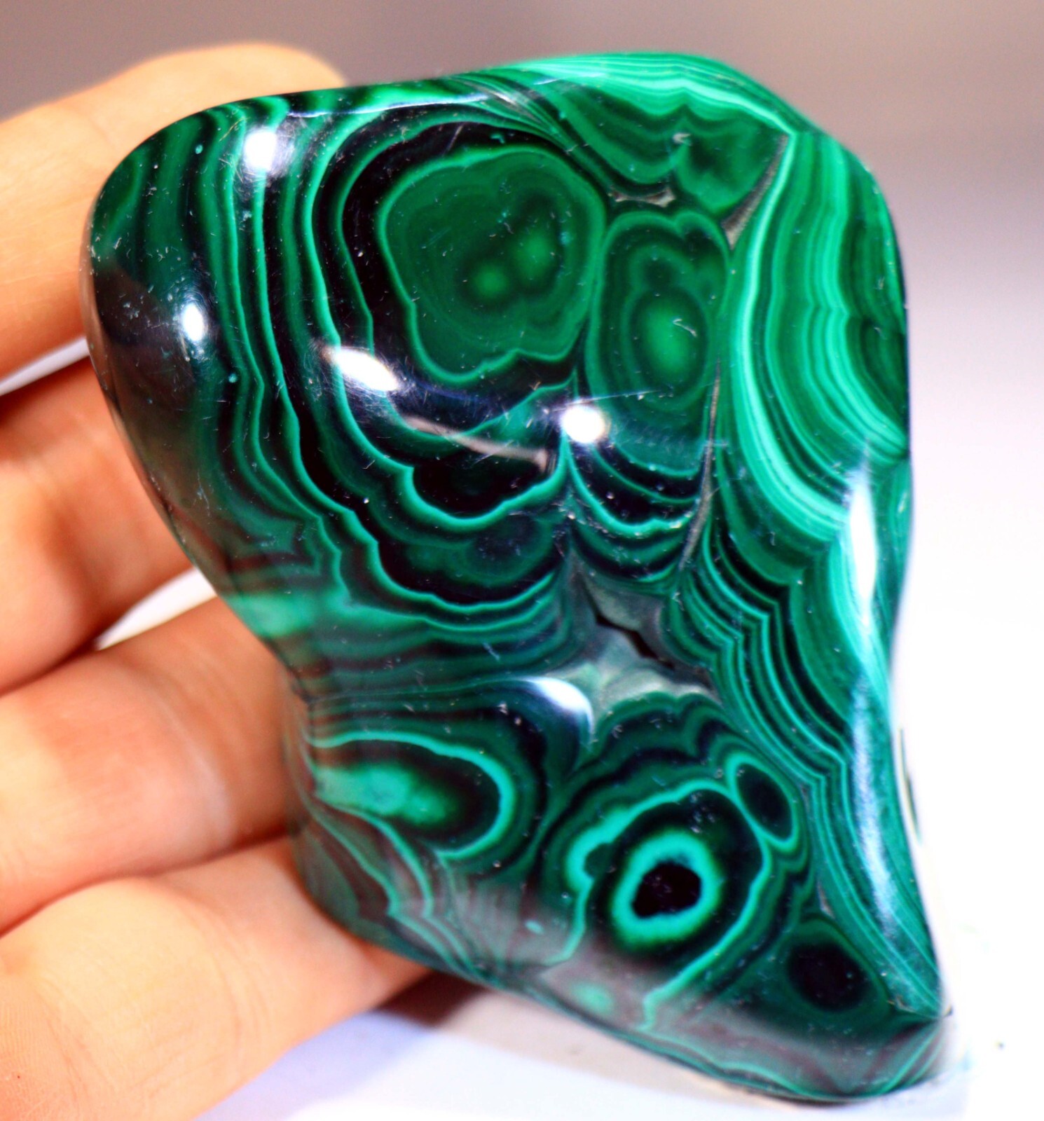 3" 11 oz Top Quality Polished Bull's Eye Malachite, Congo! M500 | eBay