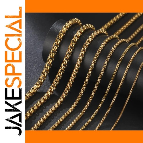 Stainless Steel Gold Box Chain Necklace | eBay