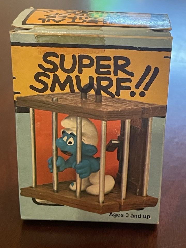 Vintage Schleich Super Smurf In Cage Toy Figure W/ Key 6717 80s in ...