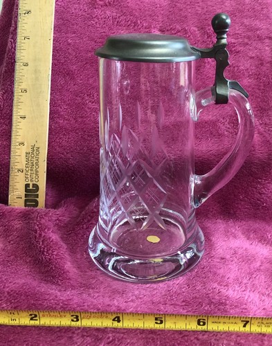 Cut Crystal Beer Stein With Pewter Hinged Lid Western Germany | eBay