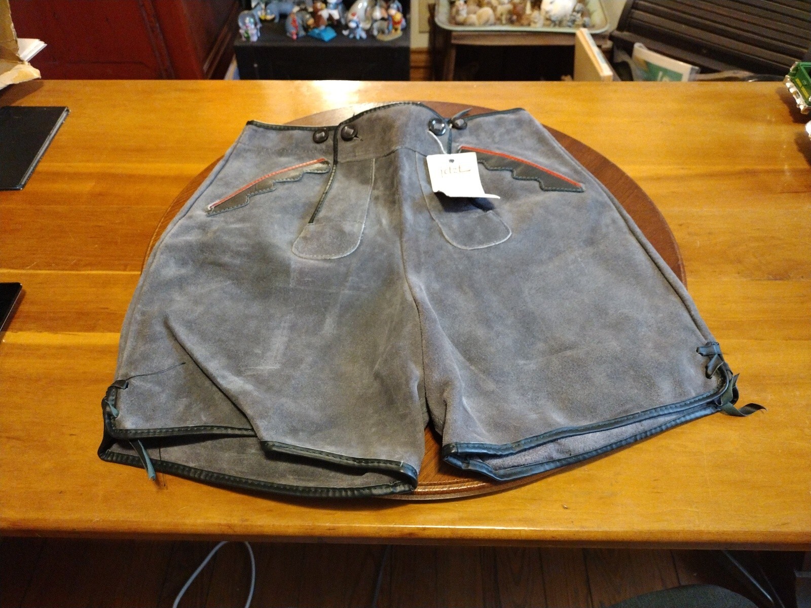 Vintage Gray W/ Red Trim Lederhosen Shorts German Traditional Bavarian ...