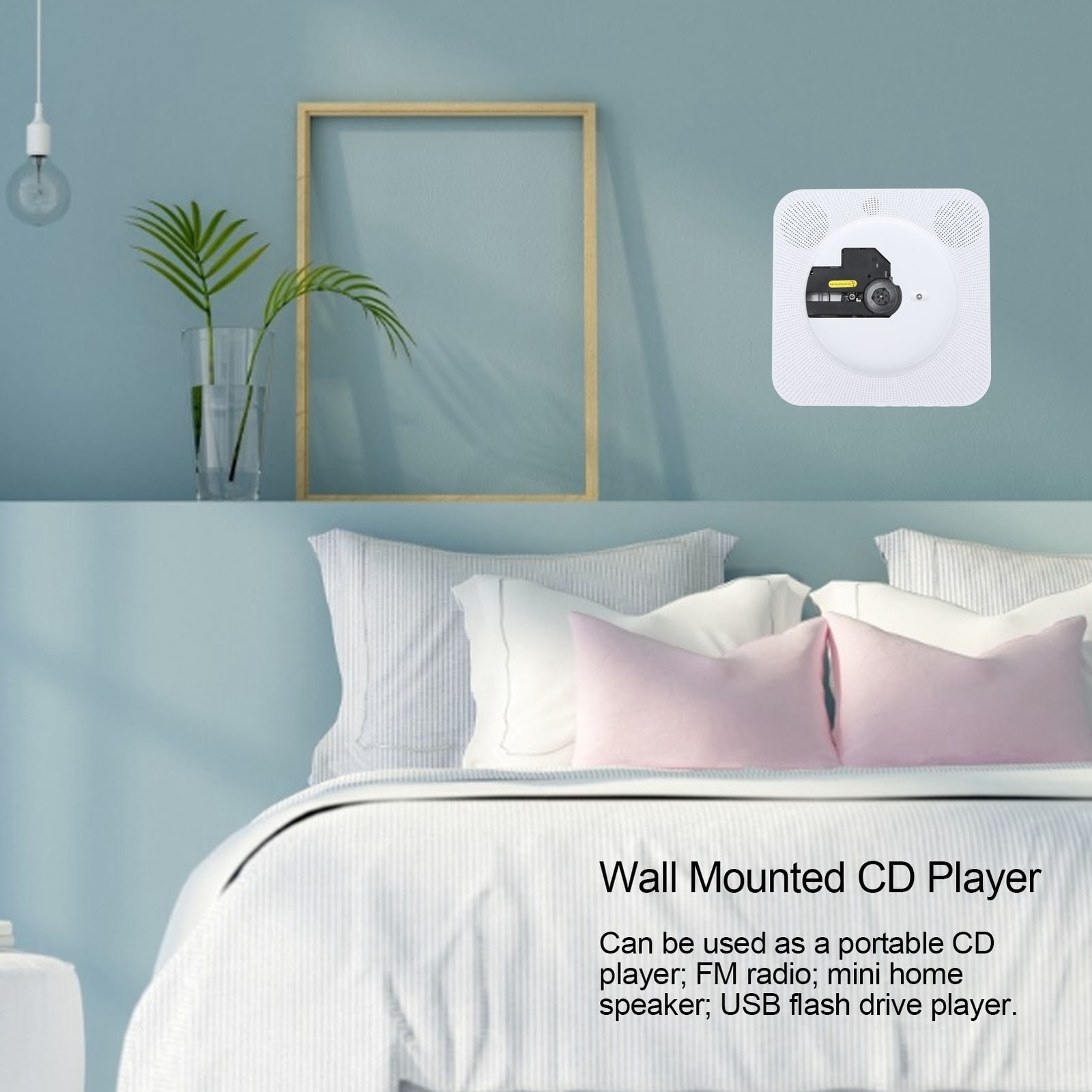 Wall Mounted CD Player Remote Control BT Music CD Player For Home Wall ...