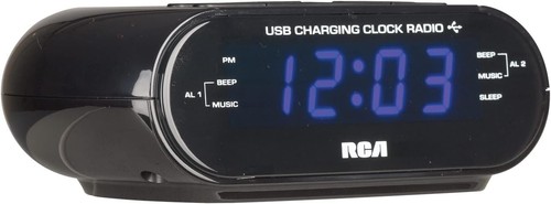 RC207 RCA Dual Wake Clock Radio with USB Charging NEW | eBay