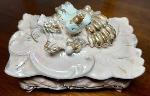 Vintage 1950's Hand Painted Betson Porcelain Vanity Box with Bird ...