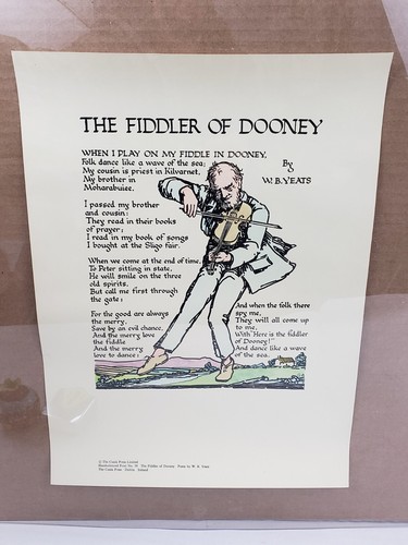 Irish Cartoon The Fiddler of Dooney, Poem by W.B. Yeats Handcoloured ...