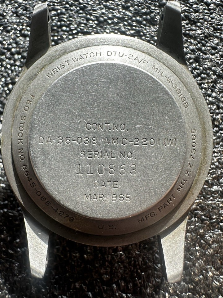 VINTAGE BENRUS MILITARY FIELD WATCH DTU-2 A/P MIL-W-3818B VIETNAM WAR ...