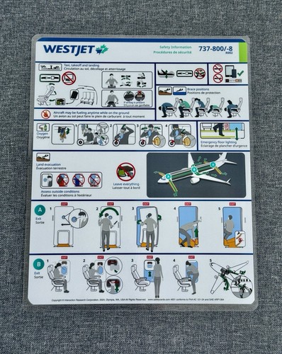Safety Card Westjet Boeing 737-800/-8 R002 "New" | eBay