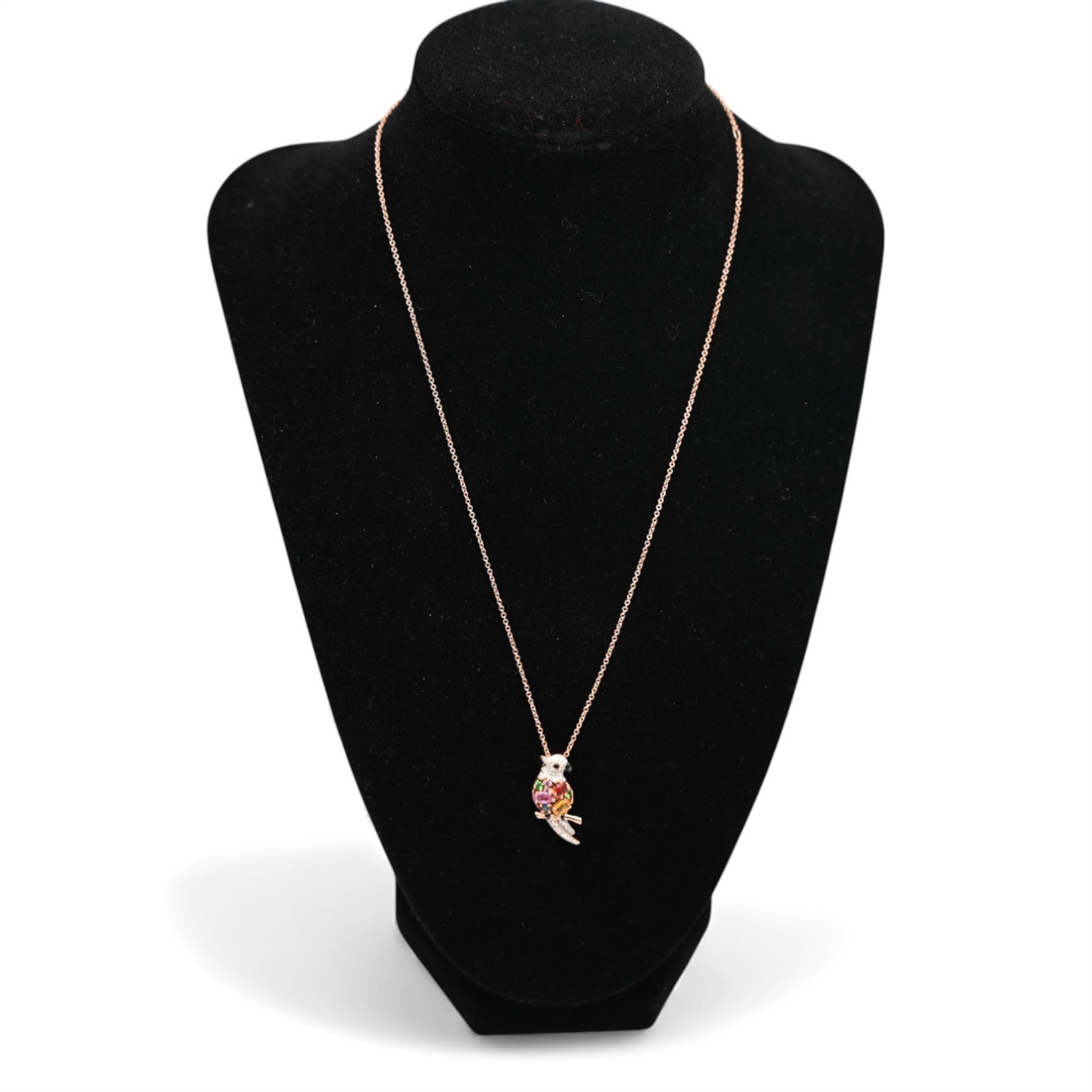 VINTAGE DESIGNER EFFY RAINBOW SAPPHIRE DIAMOND PARROT PENDANT 14K ROSE ...
