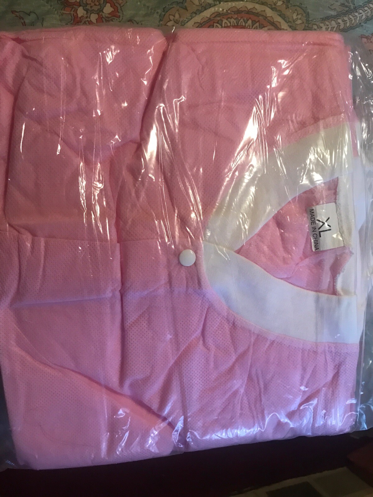 Pack Of 10 Pink Lab Coats, Size Xl Disposable with Snap Closure, Knit ...