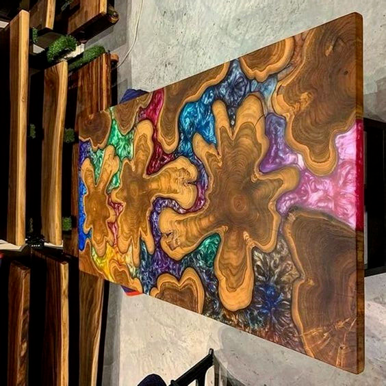 36"x24" Luxury Epoxy Dining Table Top, Mix Epoxy Color Counter Table ...