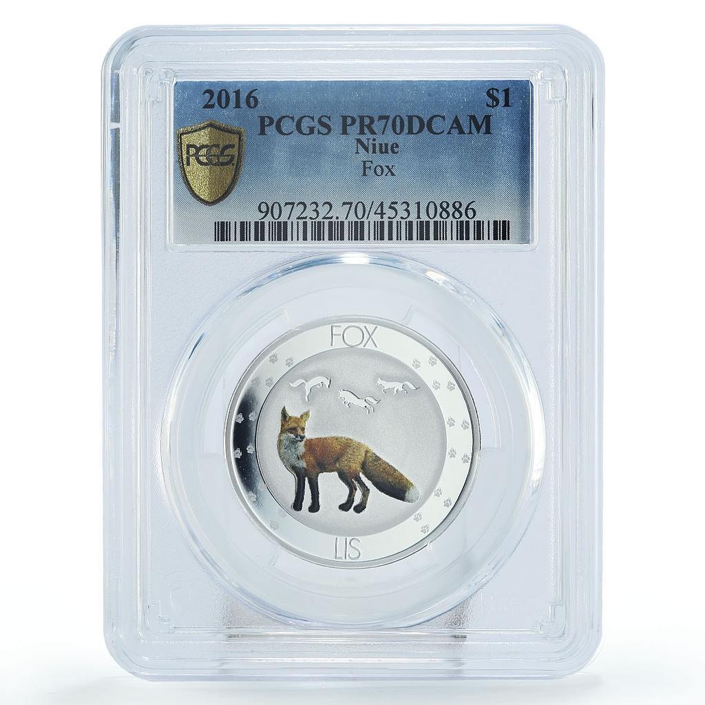 Niue 1 dollar Endangered Wildlife Fox Fauna Animals PR70 PCGS silver ...
