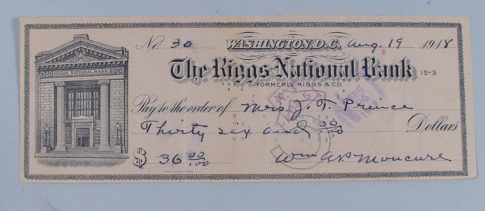 Signature Hunt! Lot 500 Checks Riggs Bank Washington DC 1890s-1920s | eBay