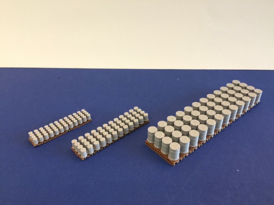 48 Barrel 55gal Drum SET load with Pallets HO Scale 1:87 - No Assembly ...