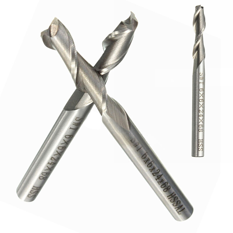 5x HSS Extra Long 6mm 2 Flute Straight Shank Aluminium End Mill Cutter ...