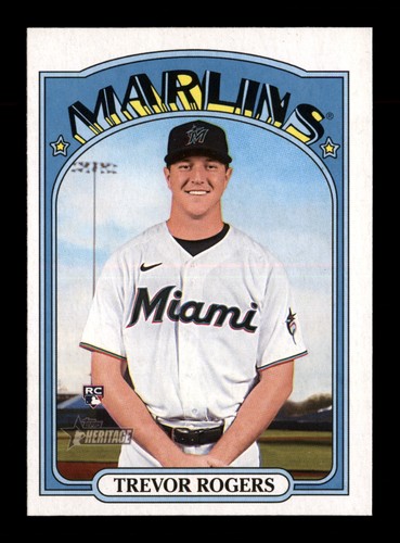 2021 Topps Heritage #563 Trevor Rogers Rookie Card RC Miami Marlins ...