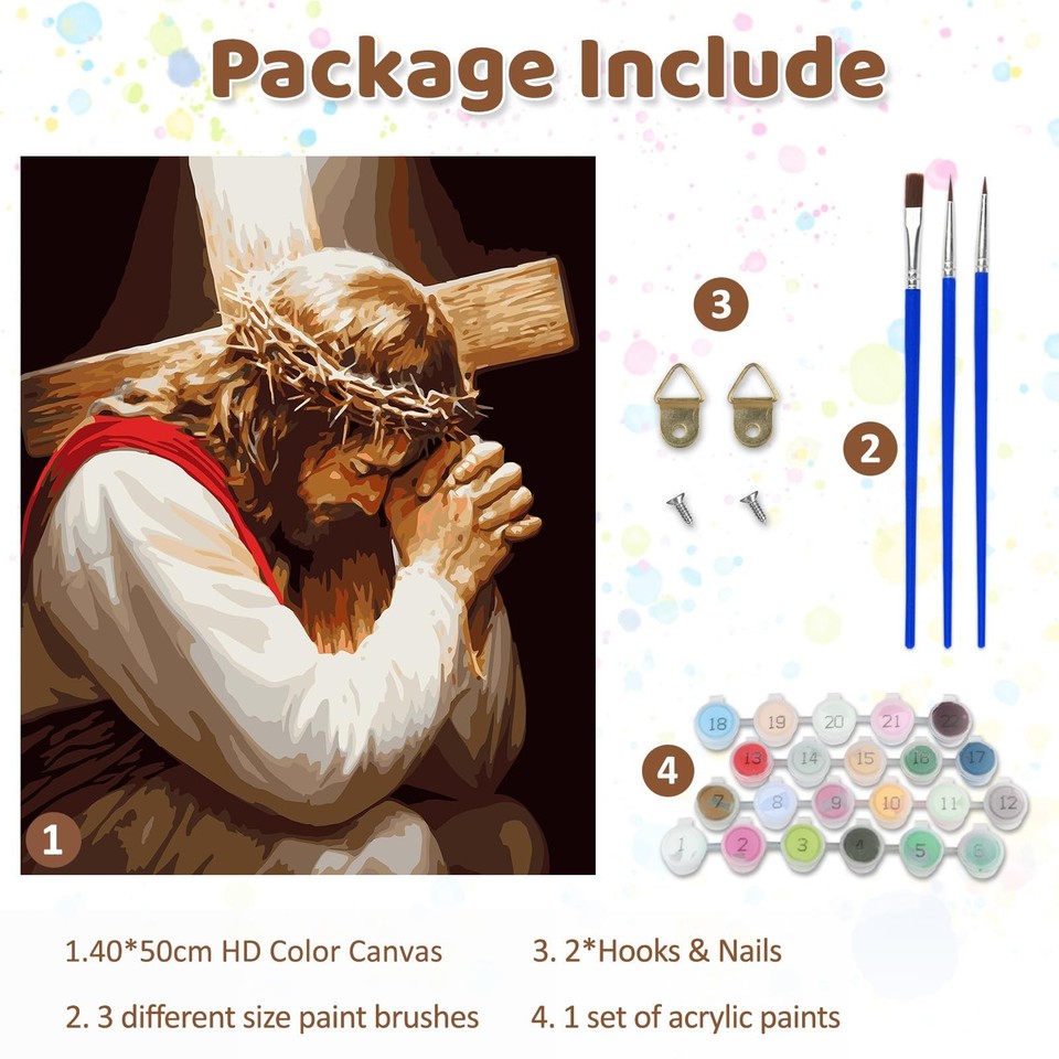 Jesus Prayer Paint by Numbers Kit for Adults, Easter Cross Paint by ...