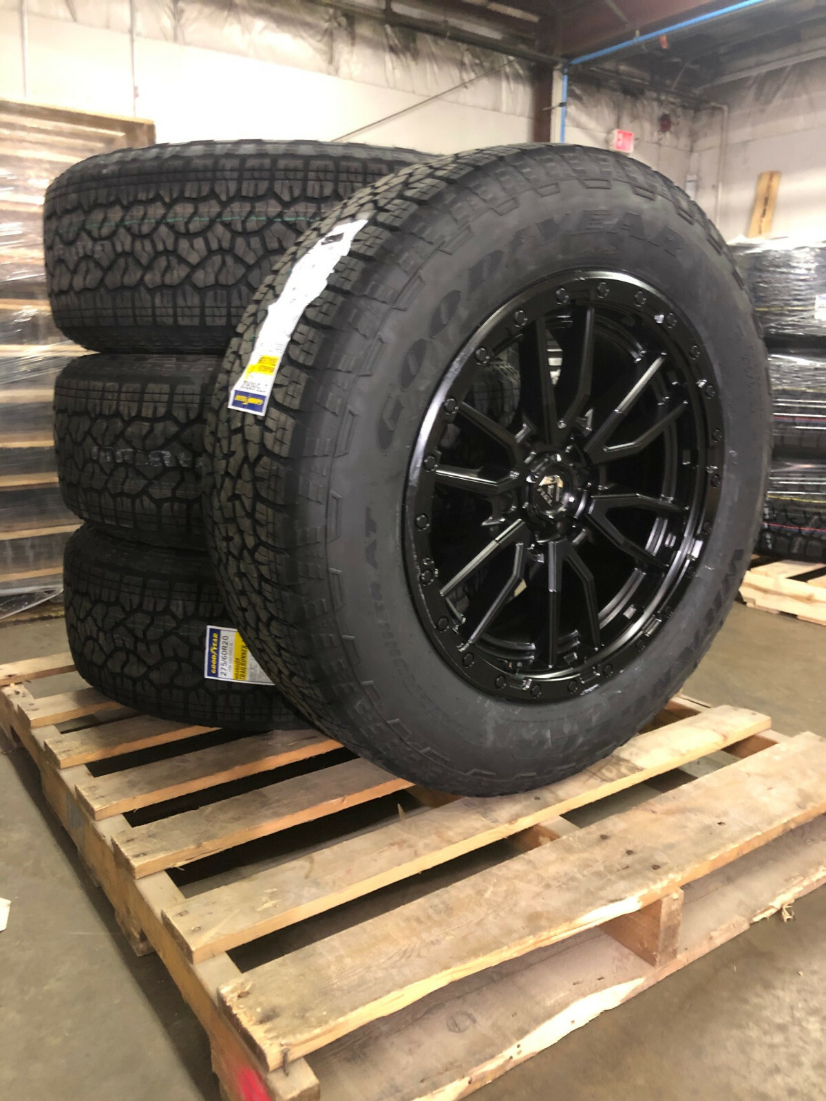 20x9 D679 Fuel Rebel Wheels 33" Goodyear AT Tires 5x150 Toyota Tundra ...