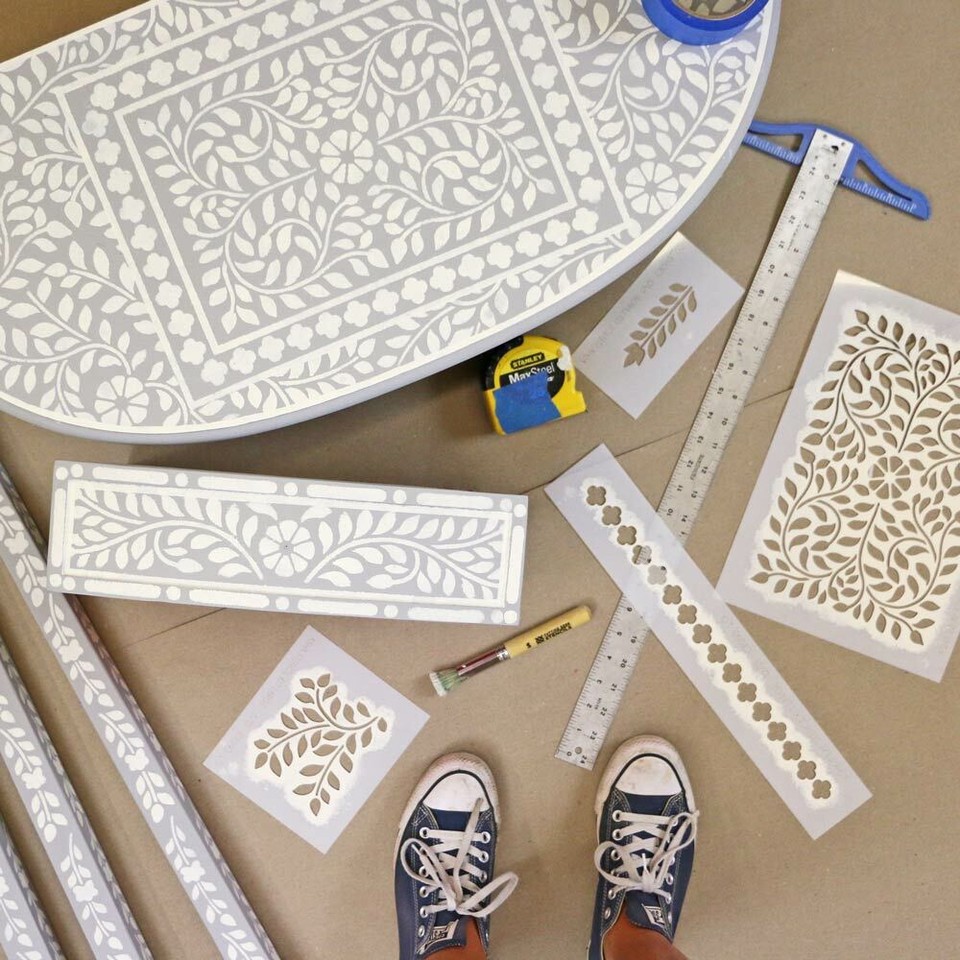 Asha Bone Inlay Stencil - DIY Bone Inlay Designs for Furniture Makeover ...