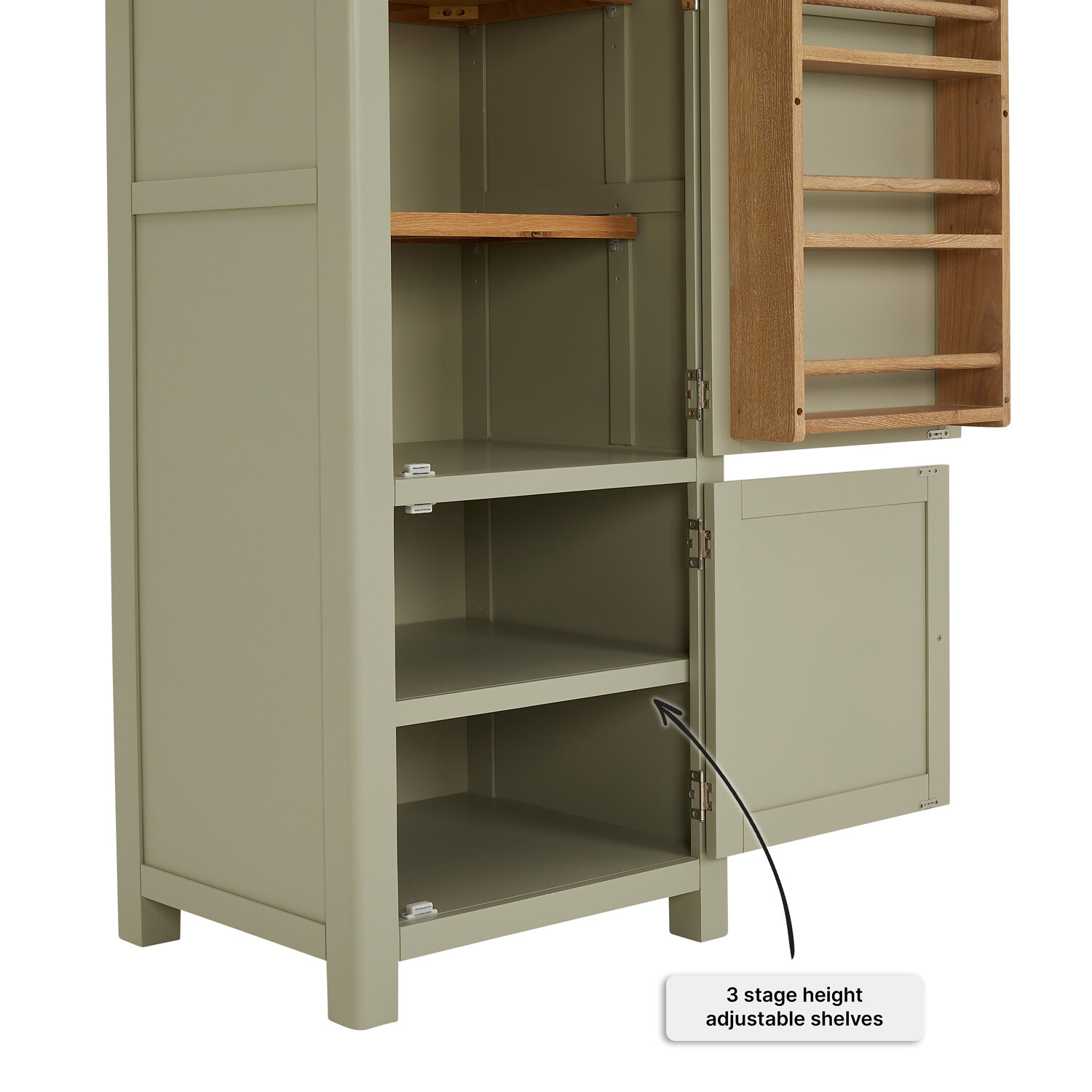 Pantry Cupboard Marbury Sage Green Painted Single Kitchen Larder - Oak ...