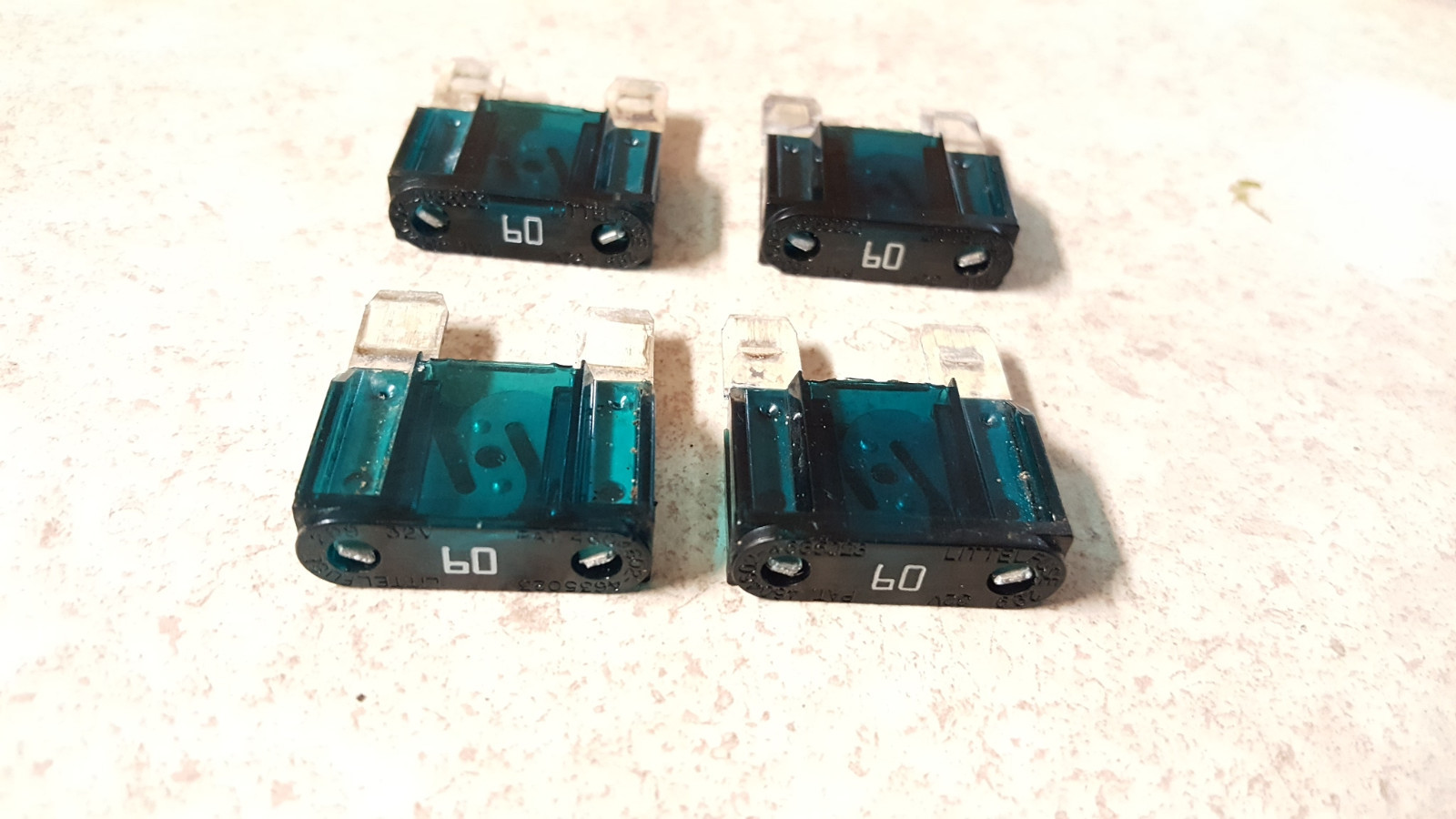 Littlefuse qty 4 auto fuse 4604602-4635023 299 32V 60amp 60a green a357 ...