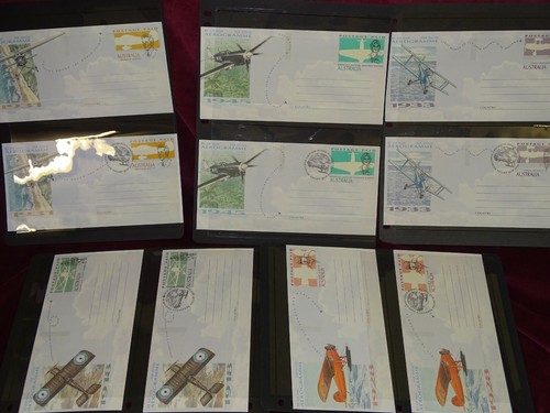Set of 10 different Australian AEROGRAMMES in Album Pages PLANES ...