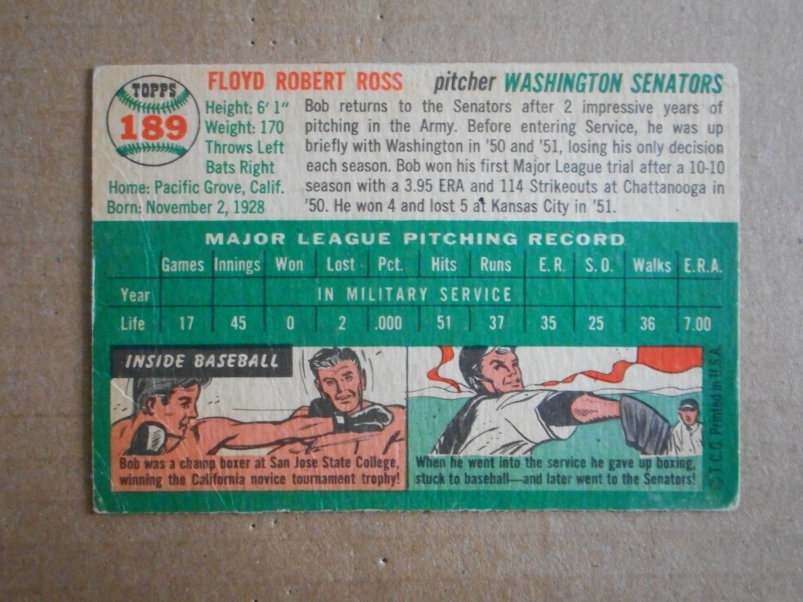 1954 TOPPS #189 BOB ROSS BASEBALL CARD (VG) | eBay