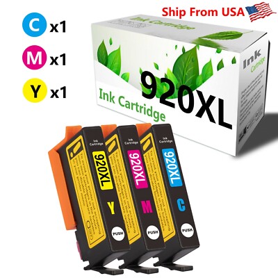 (3Pack,CMY) 920 XL Ink Cartridge 920XL for Officejet 6500 7500 Printer ...