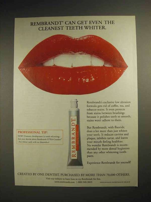 1999 Rembrandt Toothpaste Ad - Get Cleanest Whiter | eBay