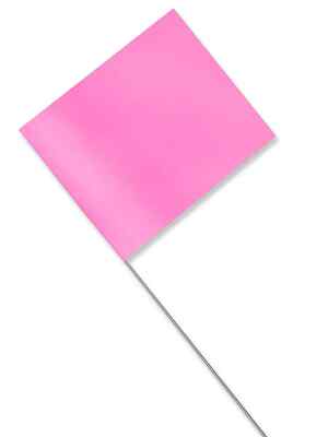 Pink Marking Flag 4"x5" Flag on 30 Inch Steel Wire - 10 Bundles of 100 ...