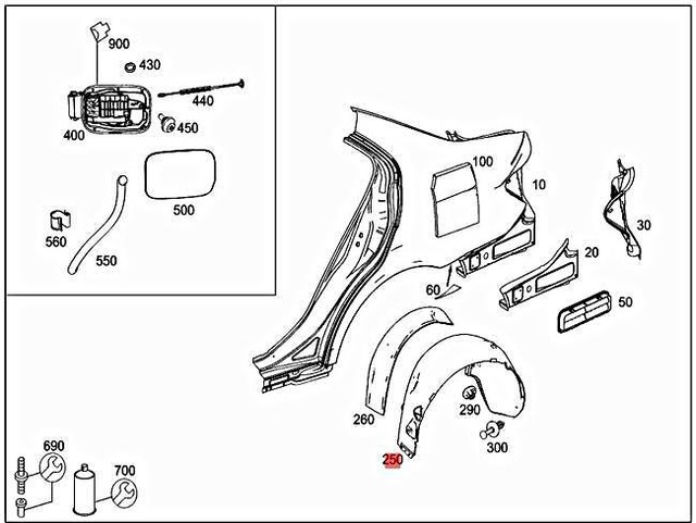 MERCEDES Mercedes-Benz OEM C300 Quarter Panel-wheelhouse Liner Left ...