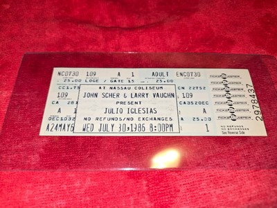 VINTAGE CONCERT TICKET FOR JULIO IGLESIAS JULY 30 1986 NASSAU COLISEUM ...