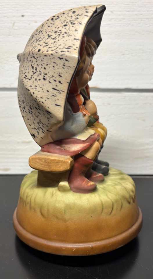 Vintage Japan Hummel Style Ceramic Music Box Boy And Girl Under ...