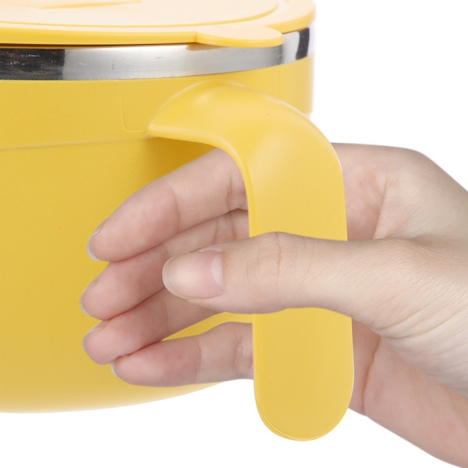 Insulated Round Noodle Bowl Stainless Steel With Silicone Lid Handle ...