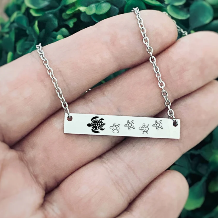 Personalized Rectangle Name Bar Necklace With Heart Cut Stainless Steel ...