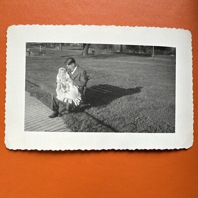 VINTAGE PHOTO Loving Doting, Father With Baby Great Composition 1940S ...