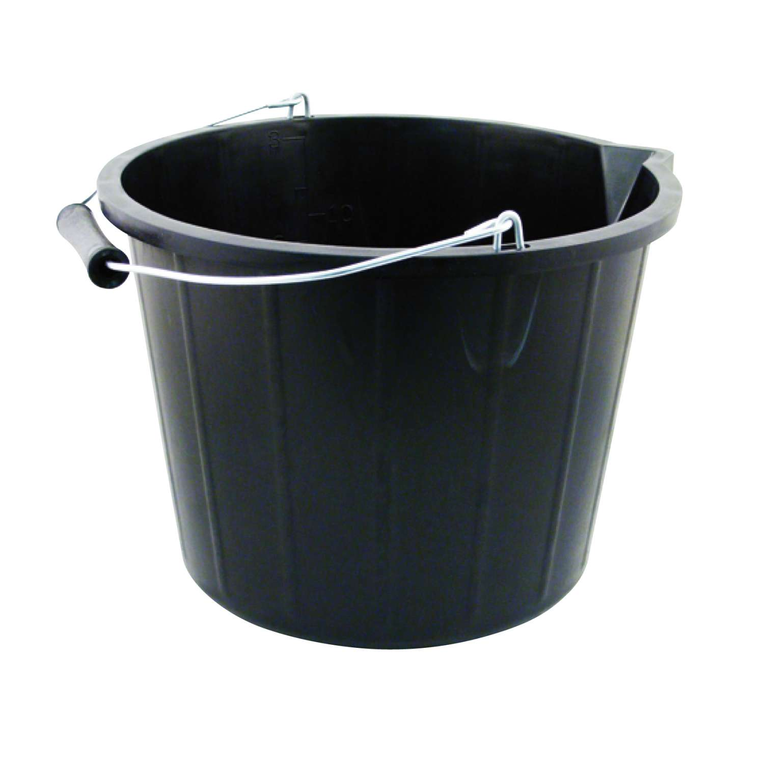 [Set of 4] 3 Gallon (14L) Plastic Builders Bucket Black Carry Handle ...