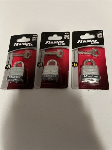 3 Pack Master Lock 105D Keyed Padlocks Steel Shackle Warded Locking ...