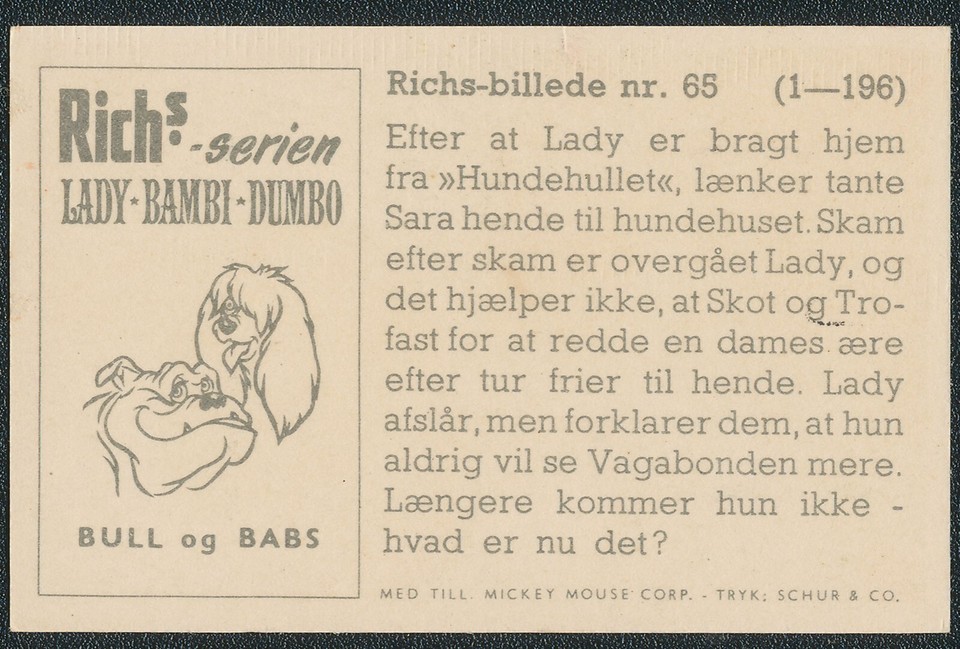 1956 RICH'S COFFEE WALT DISNEY LADY BAMBI DUMBO DUTCH TRADING CARD #65 ...
