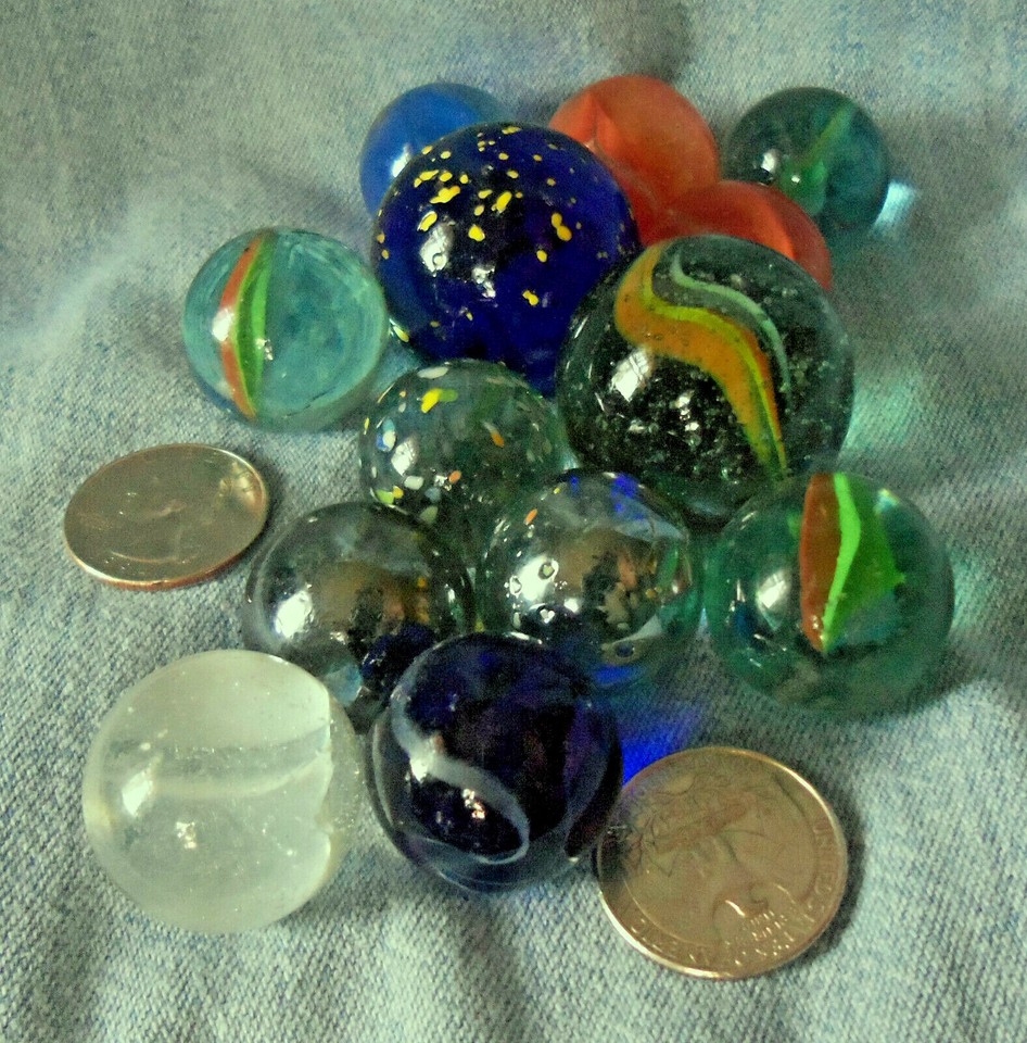 Larger Sized Glass Toy Marbles From Estate Auctions Unknown Mixture 13 ...