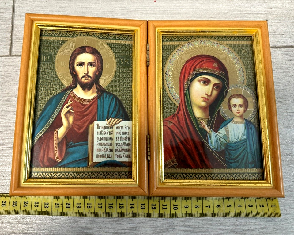 🙌Folding icon of Christianity Orthodox wooden frame Jesus Christ ...