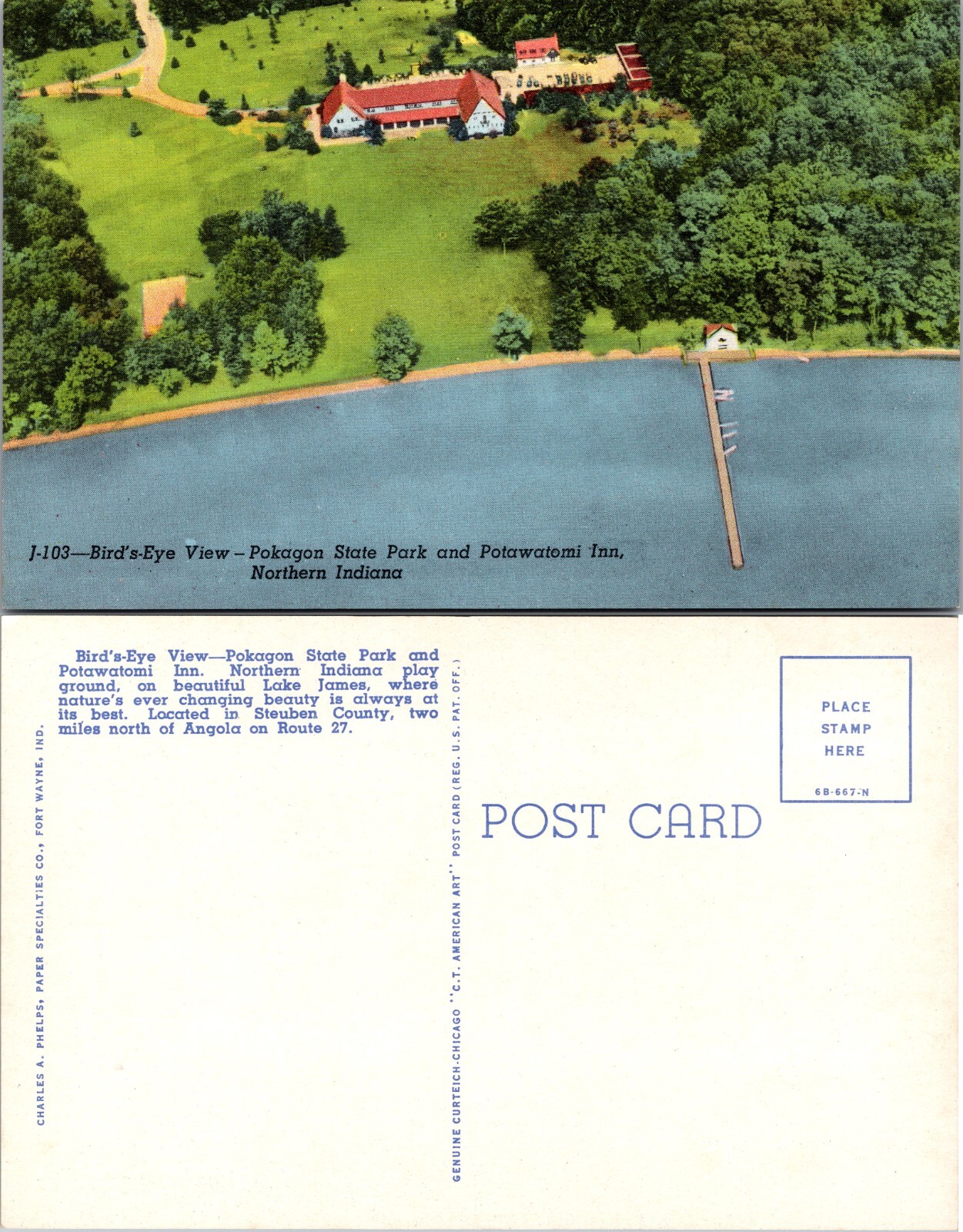 Pokagon State Park Potawatomi Inn Lake James Indiana IN Postcard | eBay