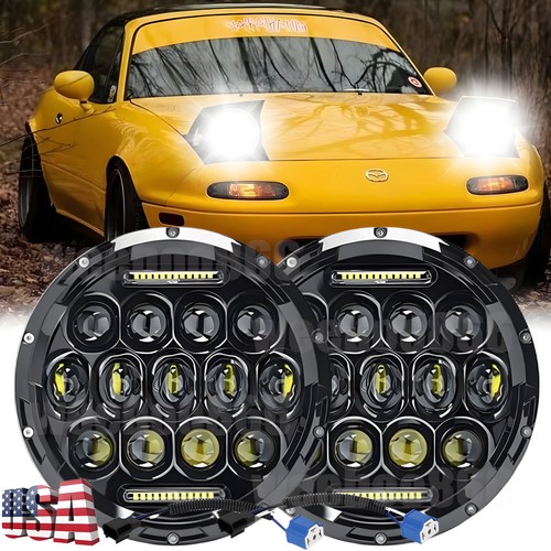 2pcs For Mazda Miata MX5 MX-5 1990-1997 7 inch Round LED Headlights ...