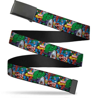Black Buckle Web Belt - MARVEL COMICS/Marvel Characters Collage Webbing ...